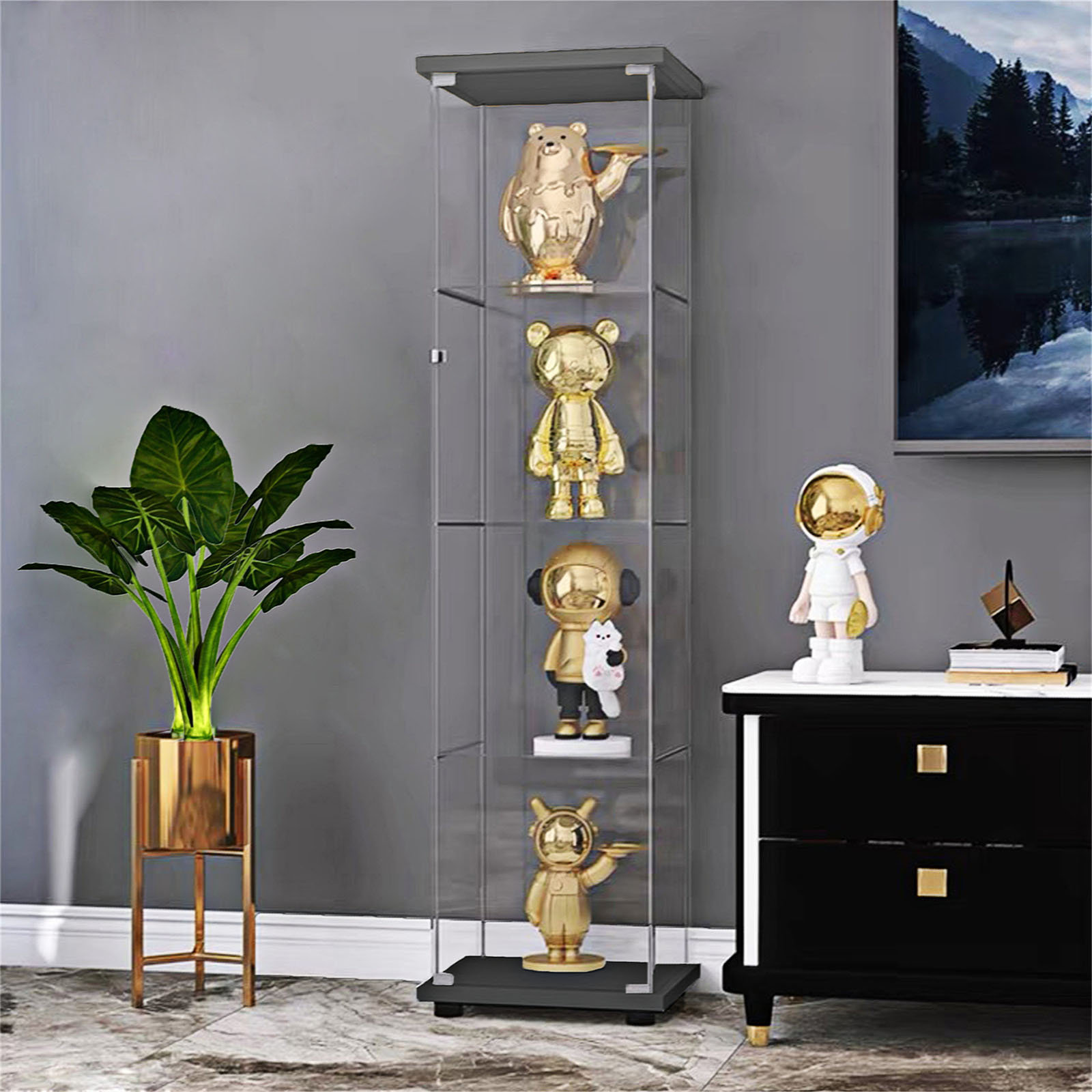 Brayden Studio Glass Display Cabinet with 4 Shelves | Wayfair