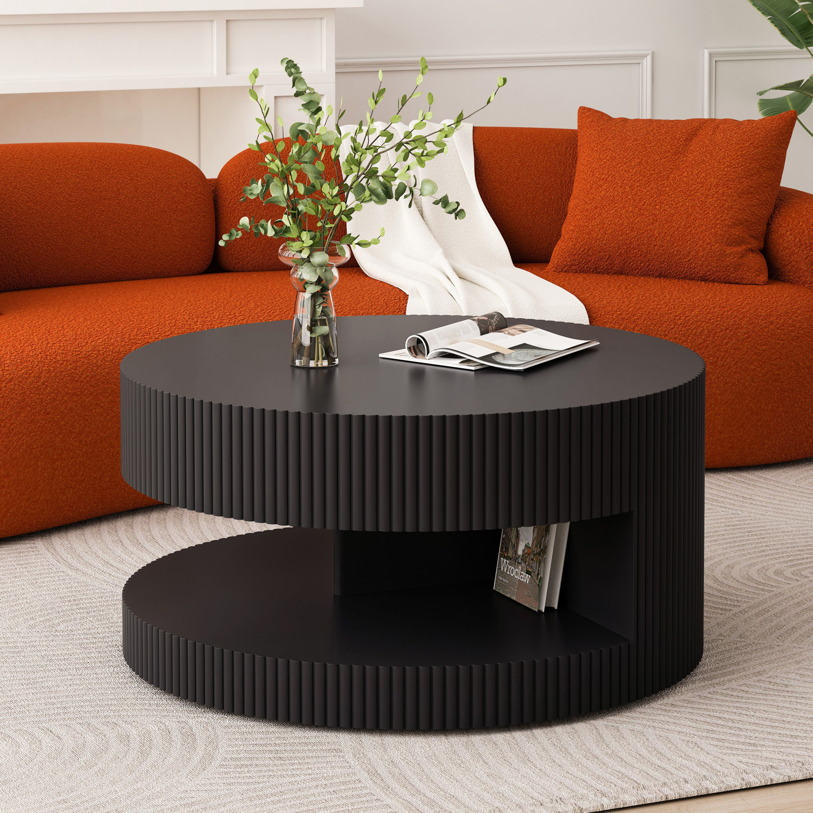 Ivy Bronx 31.5'' Round Coffee Table,modern Center Table With Storage ...