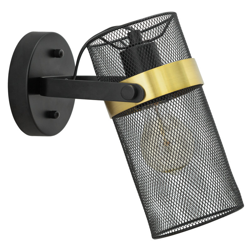 17 Stories 12"H Echo Black Painted Metal Mesh Drum Shade Wall Sconce ...