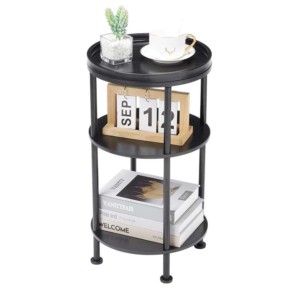 Ebern Designs Small Round Side Table For Small Spaces, 3-Tier Round ...