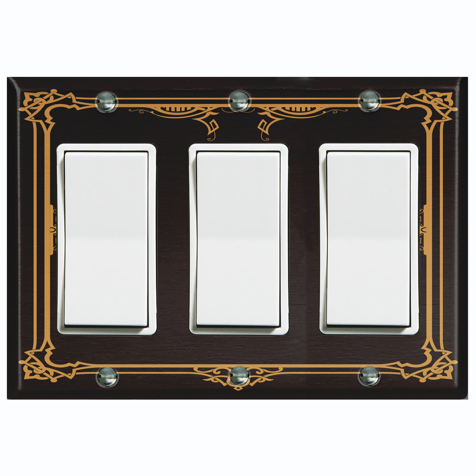 WorldAcc Metal Intricate Damask 3-Gang Rocker Wall Plate | Wayfair