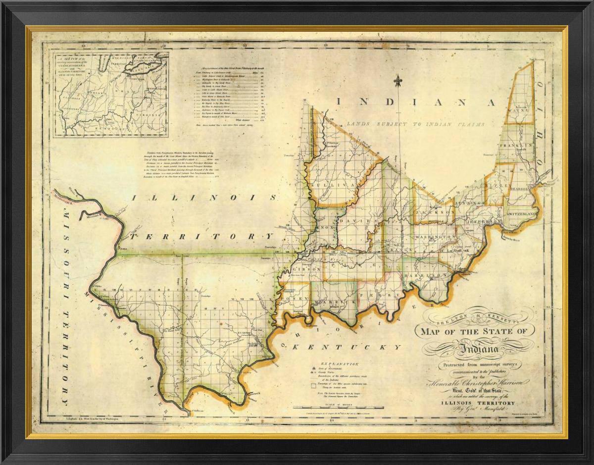 Global Gallery 'The State of Indiana, 1817' by W. Shelton Framed ...