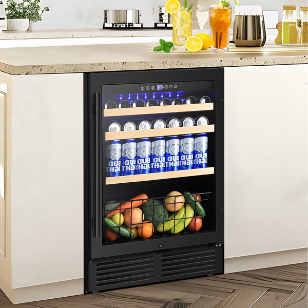 Tittla 24" Beverage Refrigerator 180 Cans Beverage Cooler Reversible ...