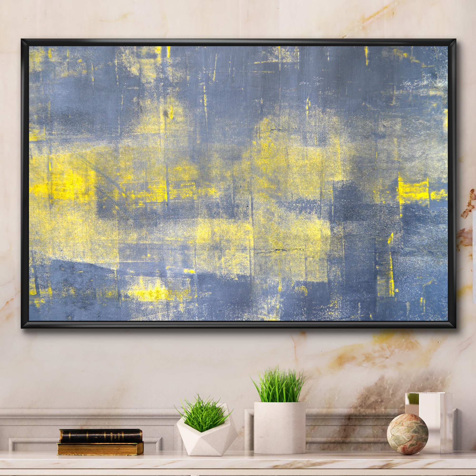 Wrought Studio Grey And Yellow Merging Abstract VIII - Modern ...