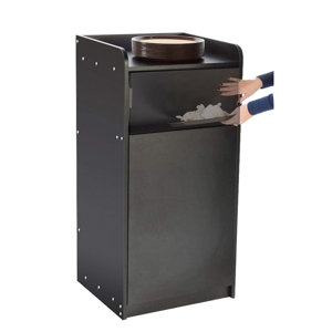 FixtureDisplays Black Restaurant Fast Food Trash Bin Receptacle with ...