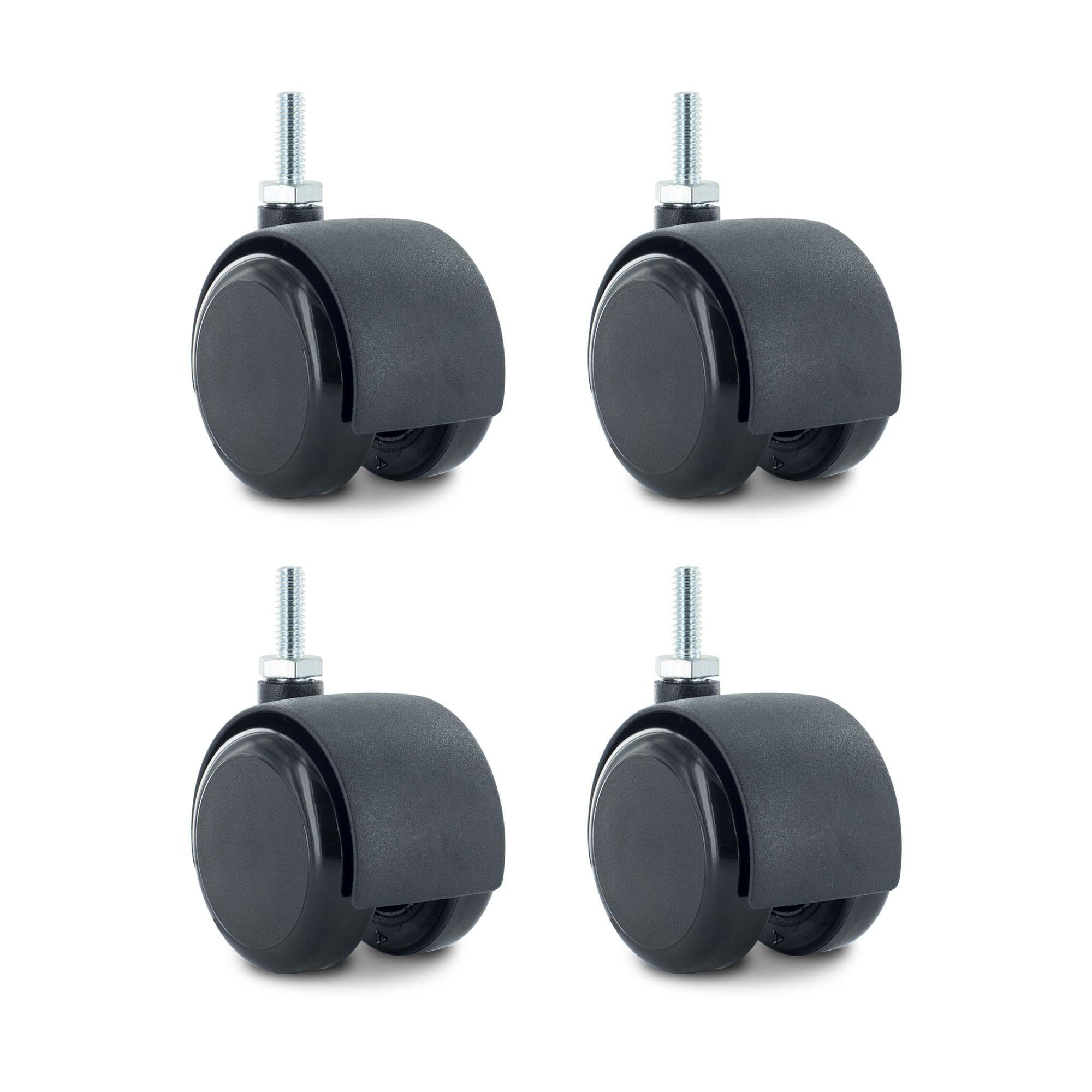 Outwater 2" Diameter Soft Tread Black Hood Twinwheel Tread 5/16-18X3/4 ...