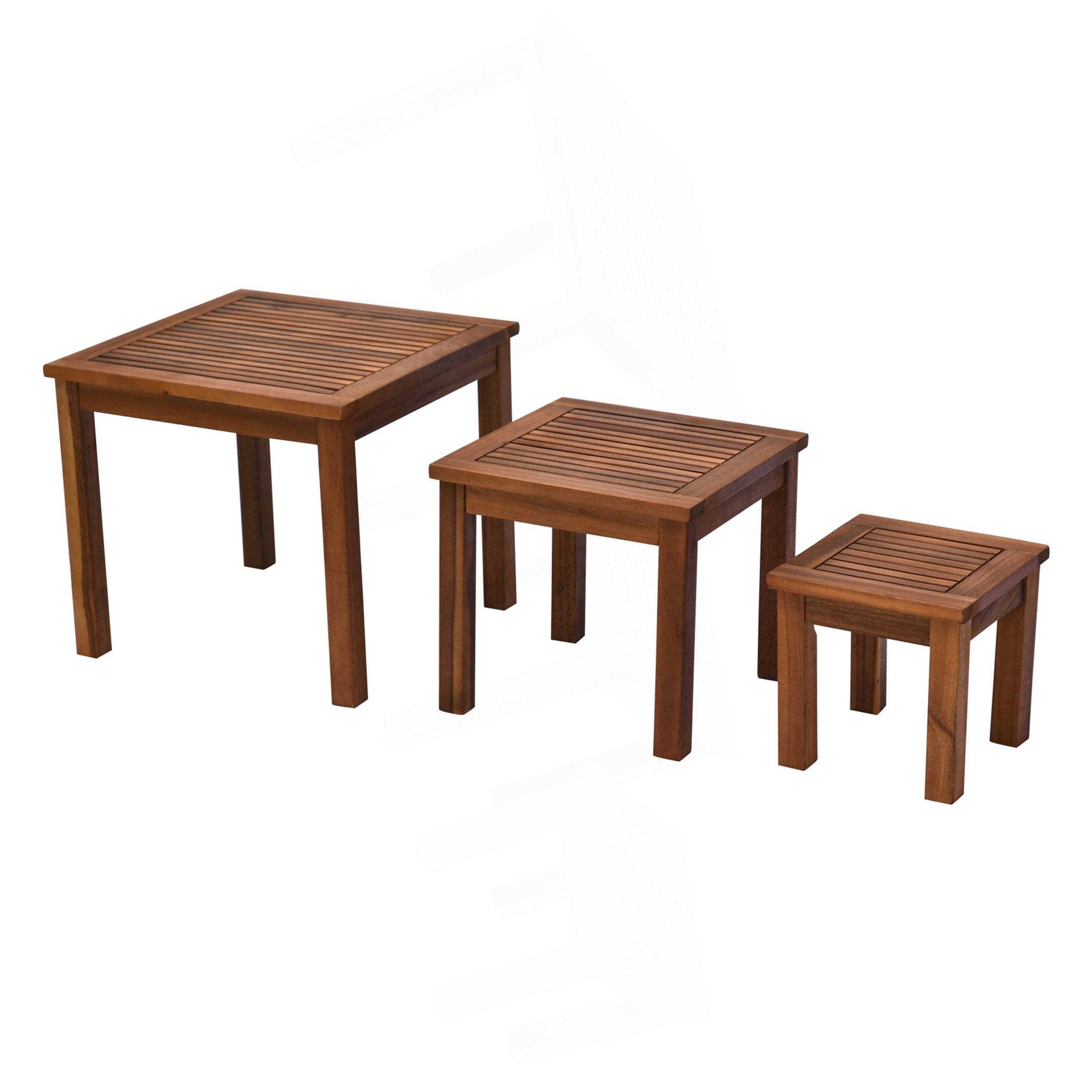 Loon Peak 3 Piece Outdoor Side Nesting Table Patio Set with Acacia Wood ...