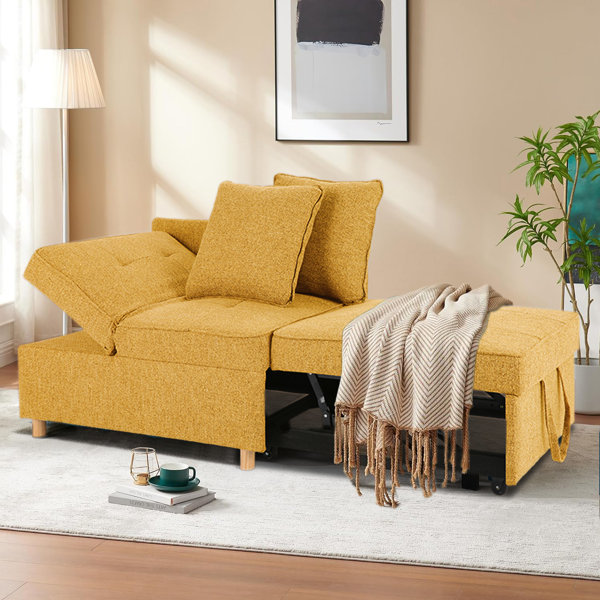 Ebern Designs Adda 71" 4-in-1 Convertible Sleeper Chair Bed, Linen Sofa ...