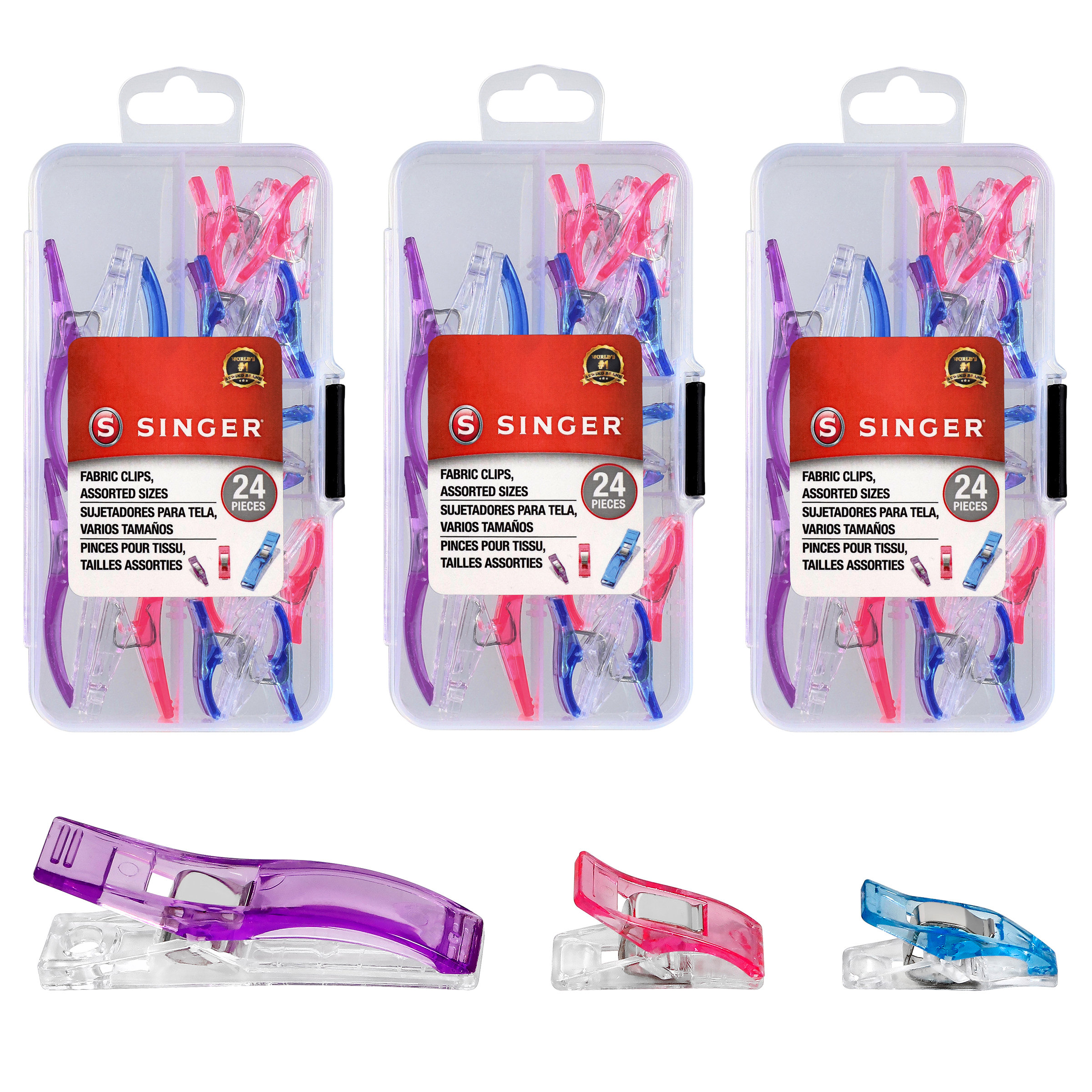 SINGER Sewing & Quilting Fabric Clips, 72ct - Large, Small & Mini ...