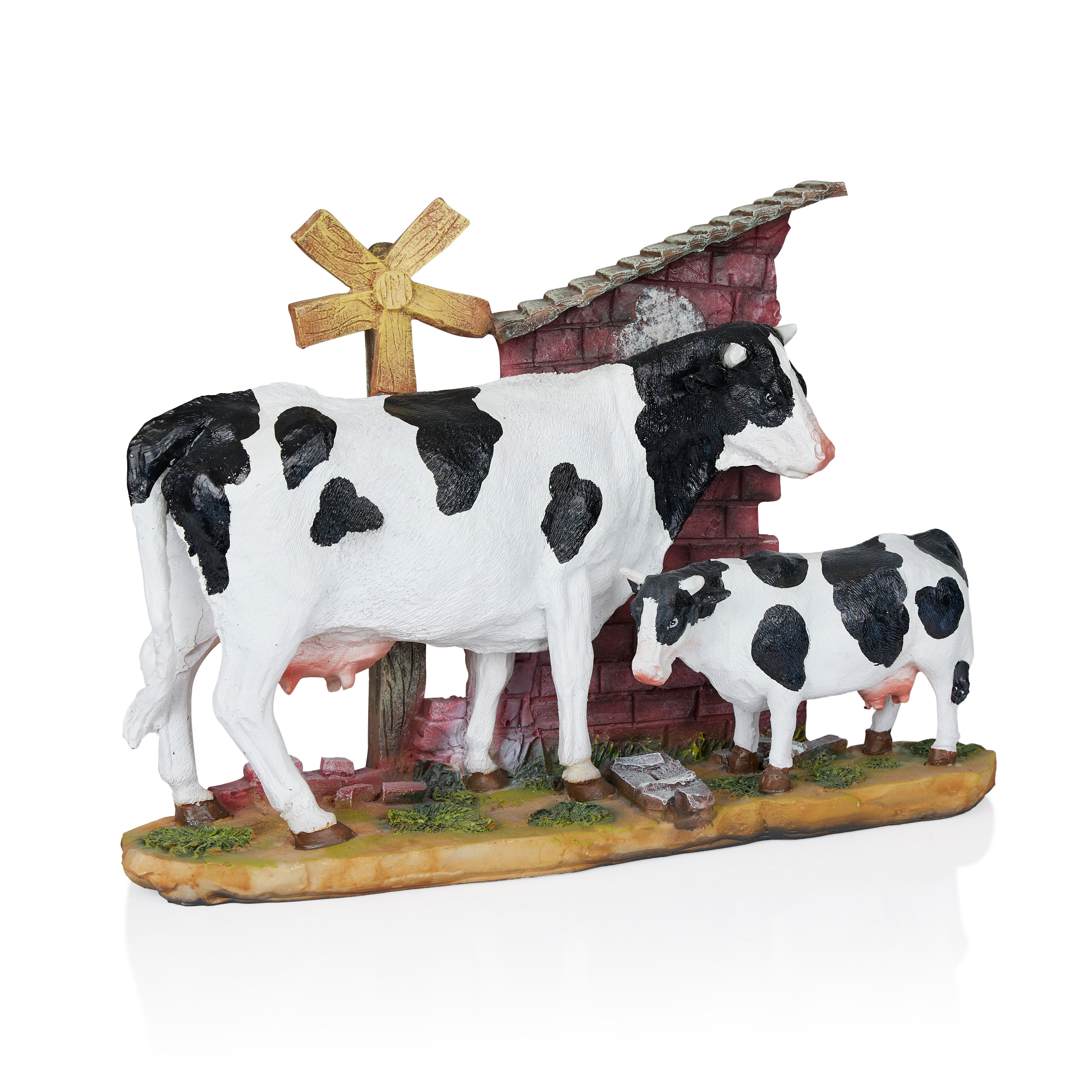 Alpine 11"H Polyresin Cow and Calf Statue Décor for Garden, Patio ...