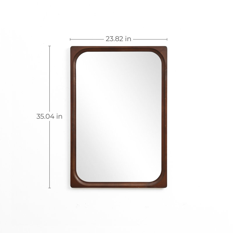 Millwood Pines Rubberwood Frame Rectangle 35-Inch Tall Wall Mirror ...
