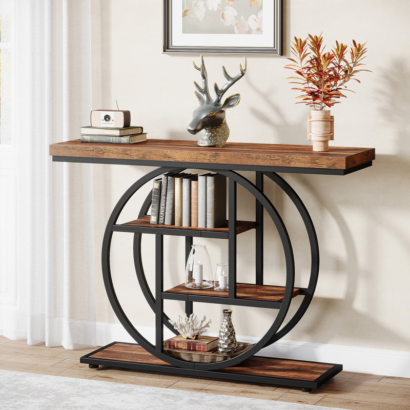 17 Stories 41.3" Industrial Entry Console Table with Storage for Living ...