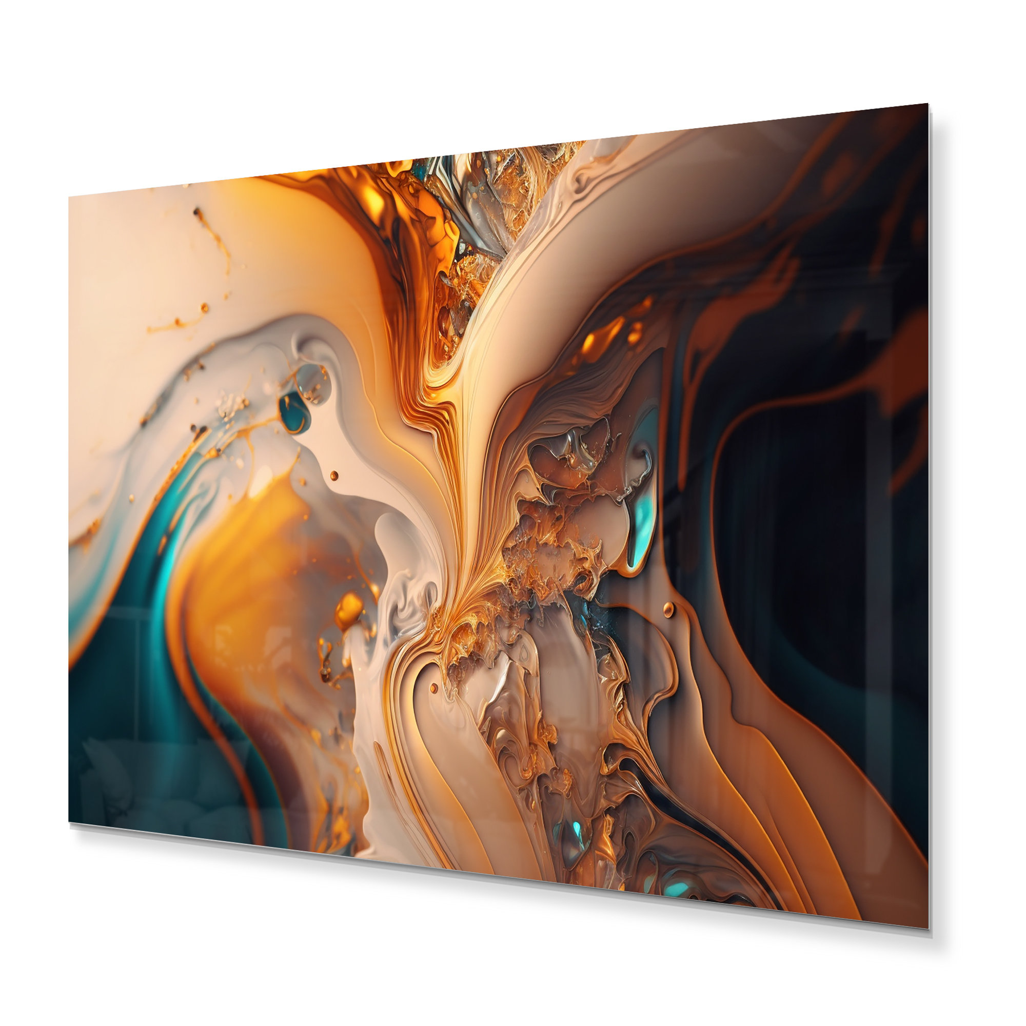 Ivy Bronx Yellow and Green Fluid Abstractions II - Abstract Liquid Ink ...