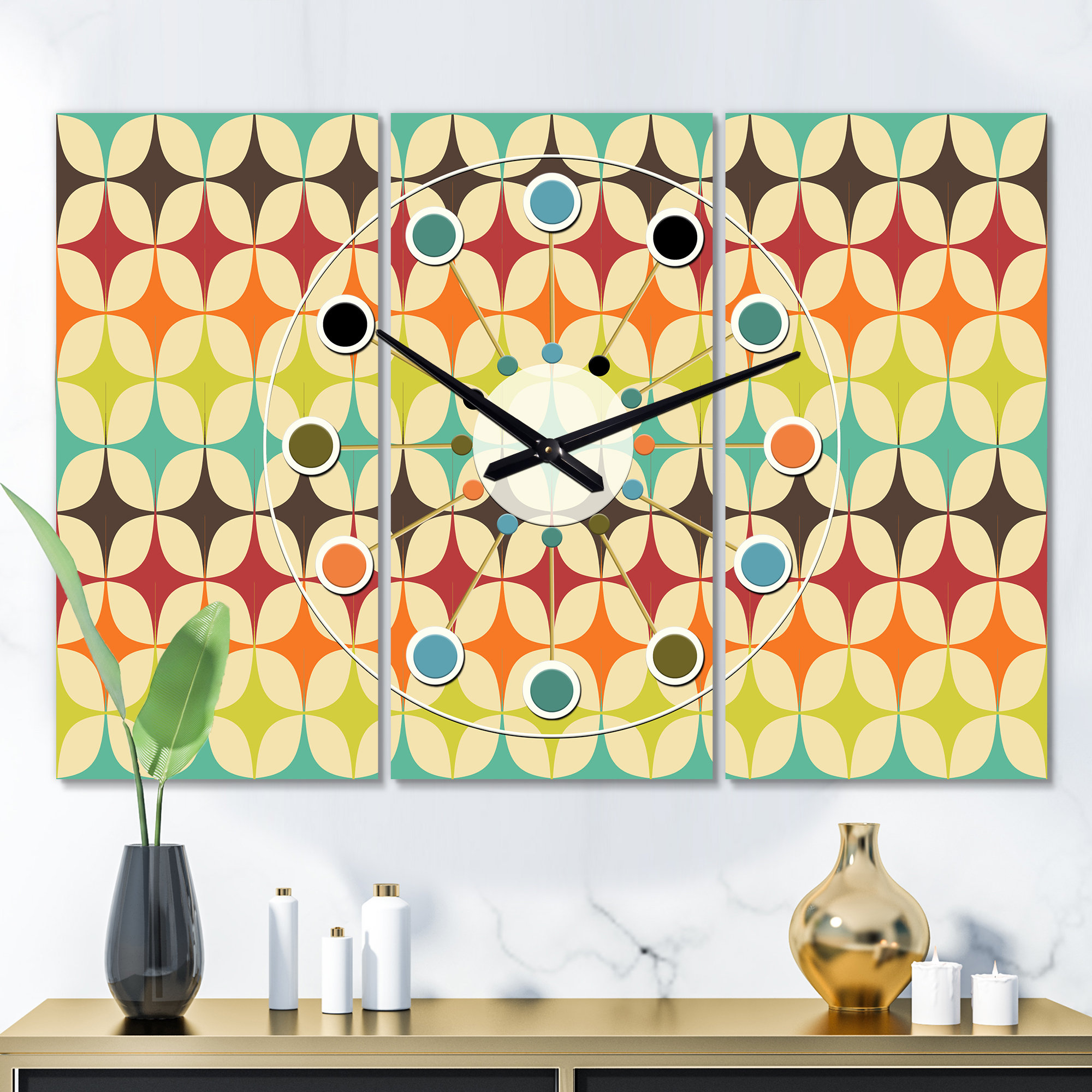 East Urban Home Abstract Retro Geometric Pattern V - Oversized Mid ...