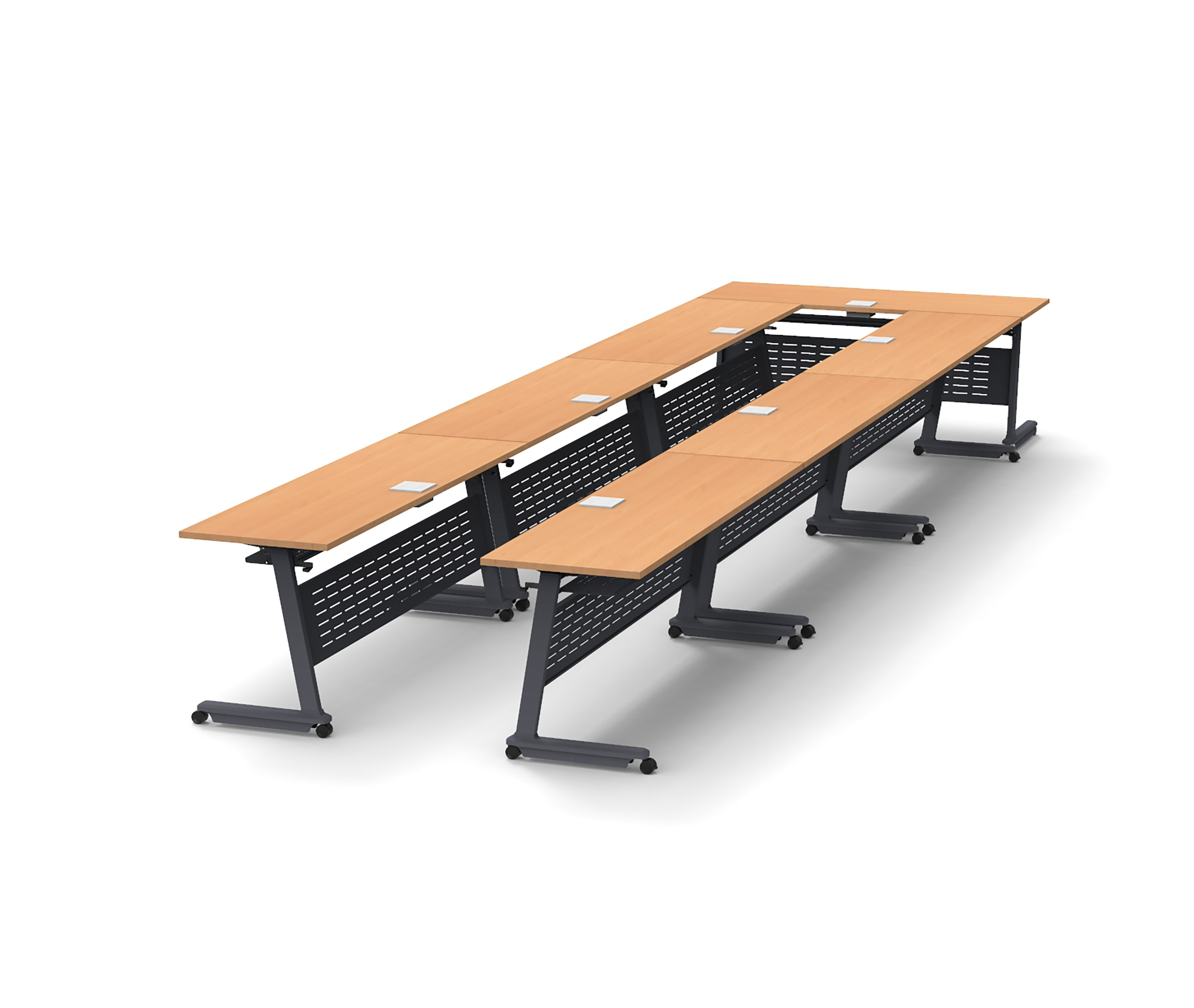 TeamWORK Tables 14 Person Training Meeting Seminar 7 Piece Tables Set ...