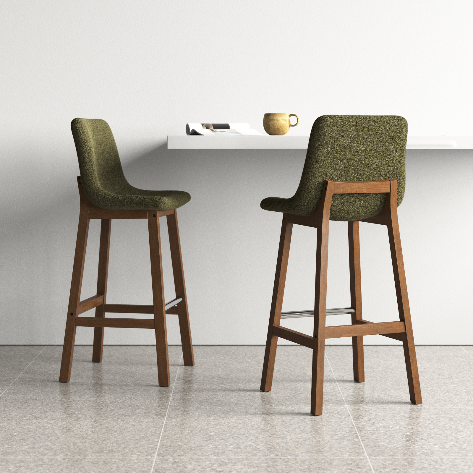 Wade Logan® Arseniy 28" Upholstered Low Back Solid Wood Kitchen Dining ...