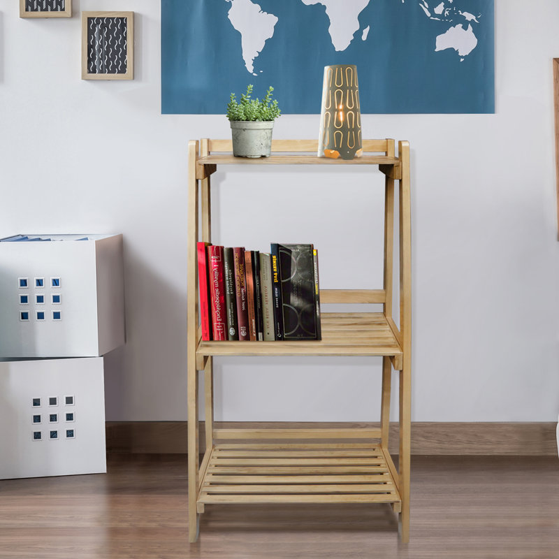Ebern Designs Woodhaven Slatted 3-shelf Ladder Bookcase With Solid ...
