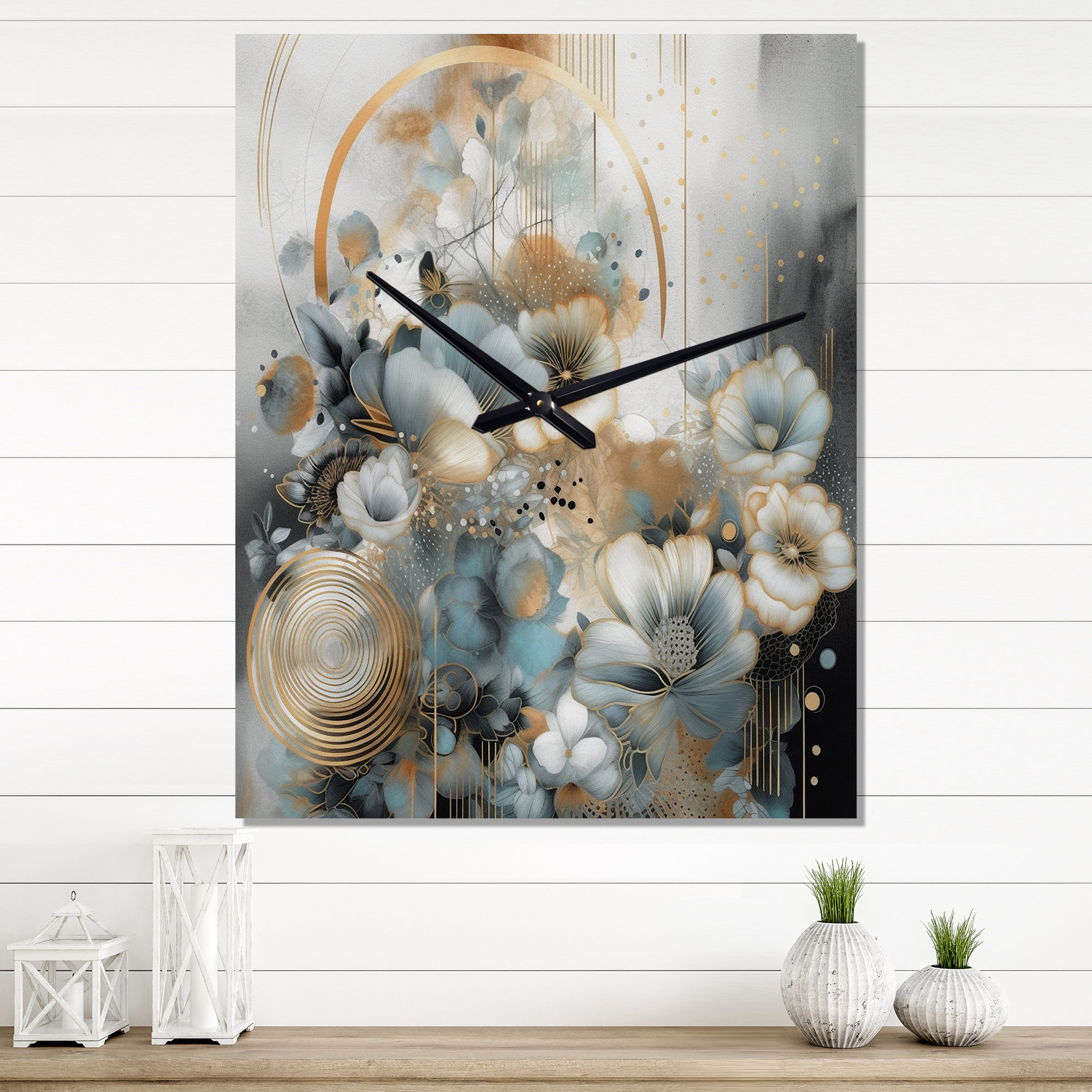 East Urban Home Jaimyn - Floral Modern Wall Clock | Wayfair