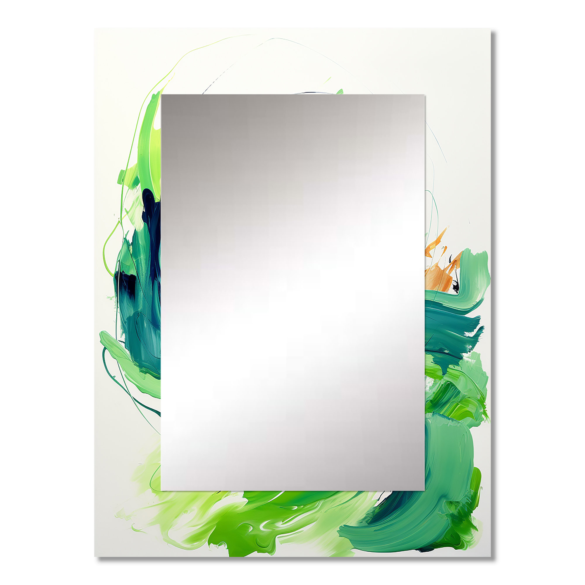 Ivy Bronx Green And White Abstract Ink Expression VI - Large Wall ...