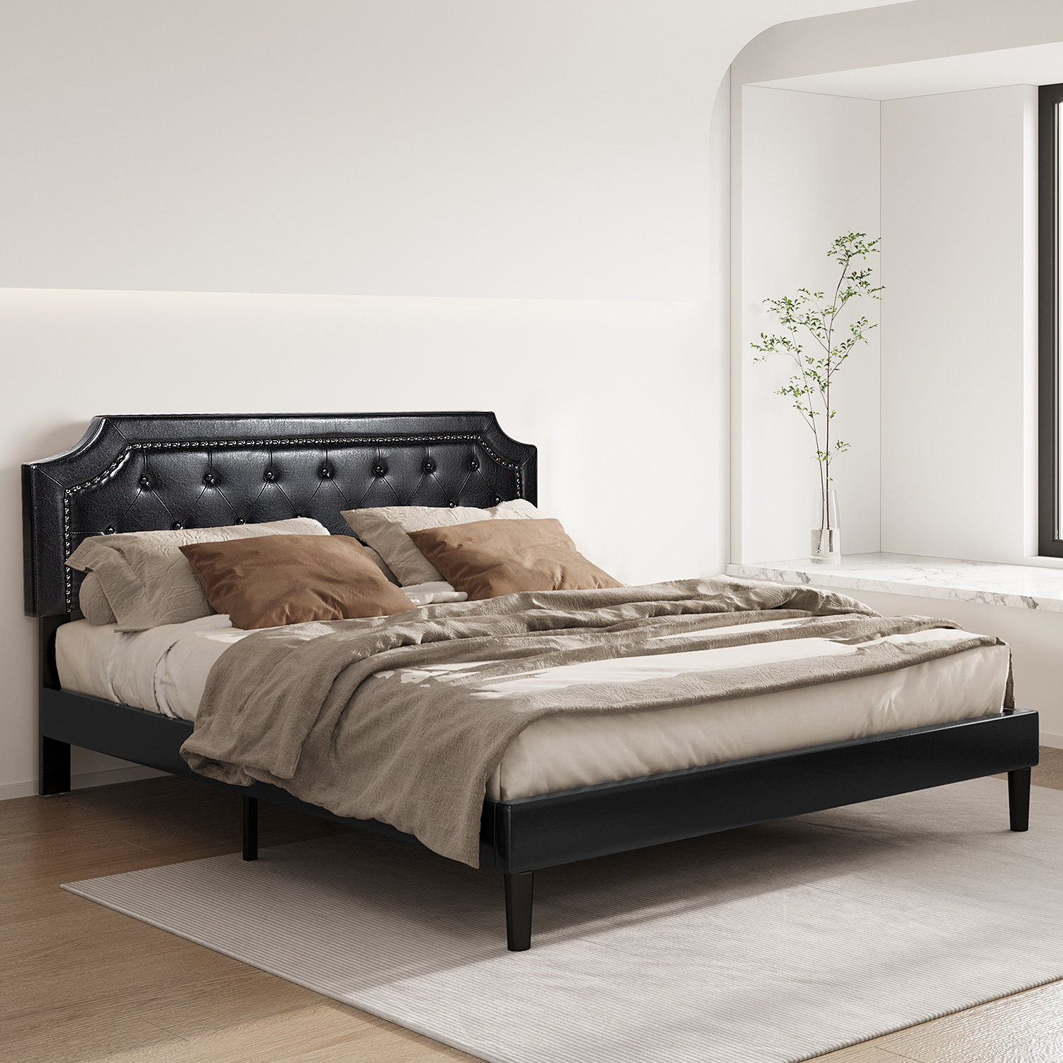 tufted leather bed frame