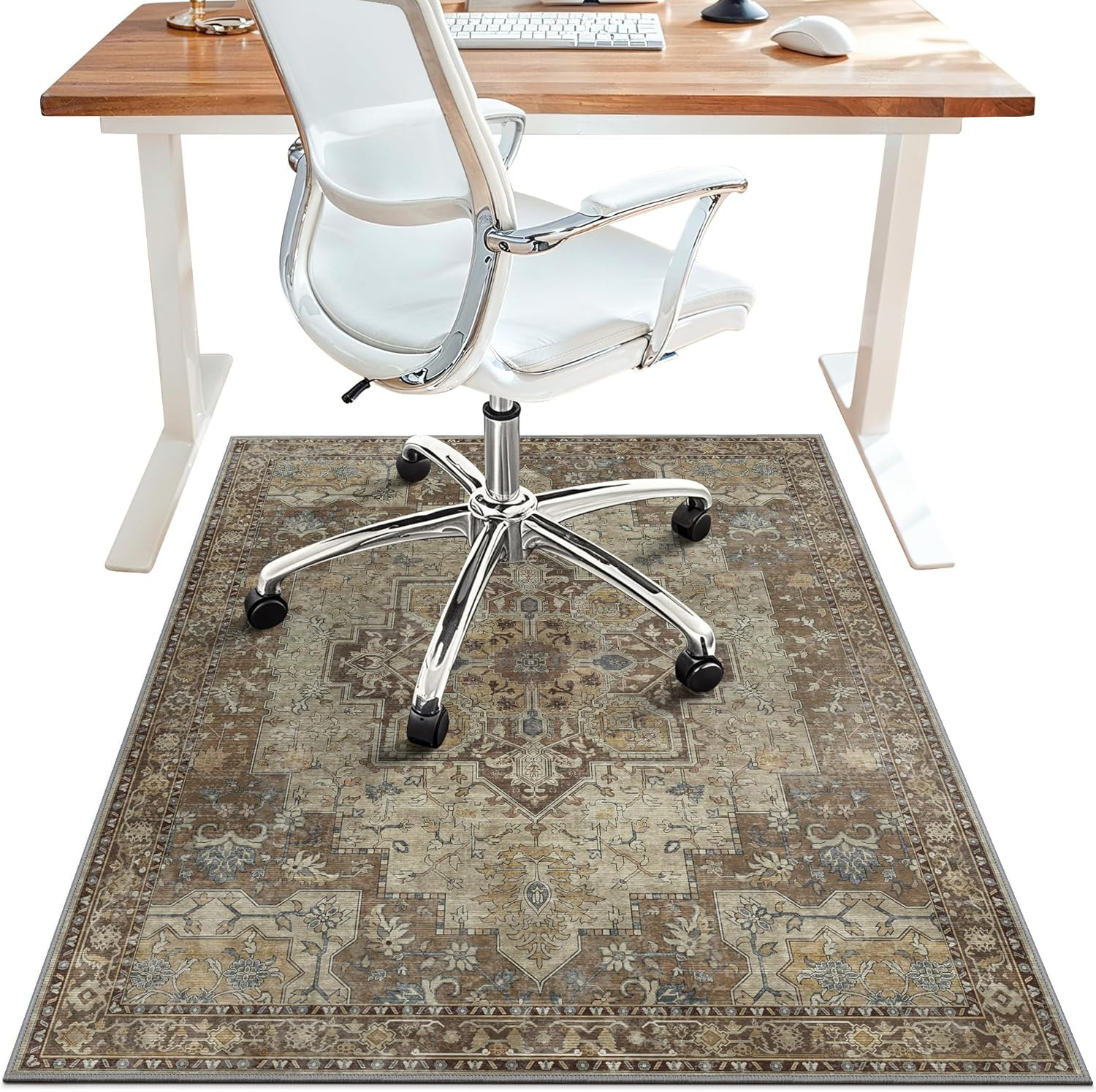 DESGENT Brown Chair Mat for Hardwood Tile Floor Desk Rug Protector Mat ...