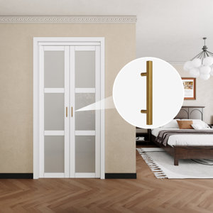 Home Worthy A 3 Lite Forested Glass White French-Pivot Door With ...