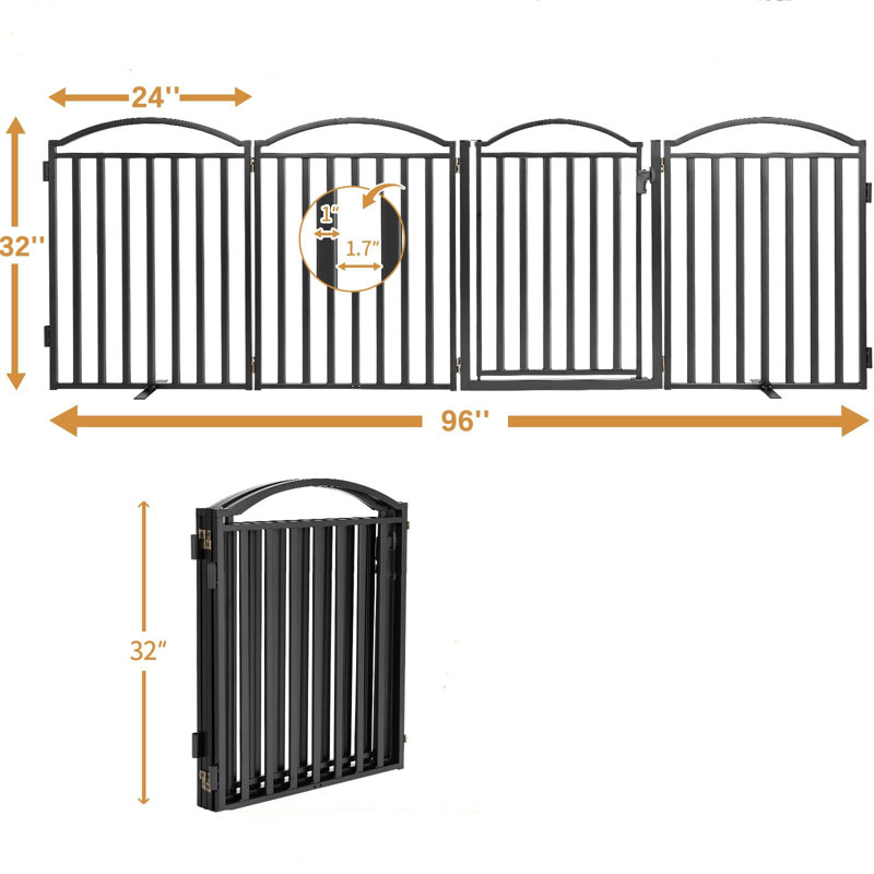 BETOFUL Metal Freestanding Dog Gates with Door | Wayfair