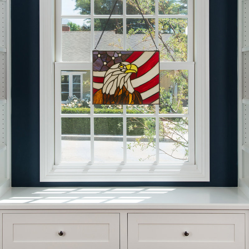 Millwood Pines 12"L Americana Eagle Stained Glass Window Panel ...