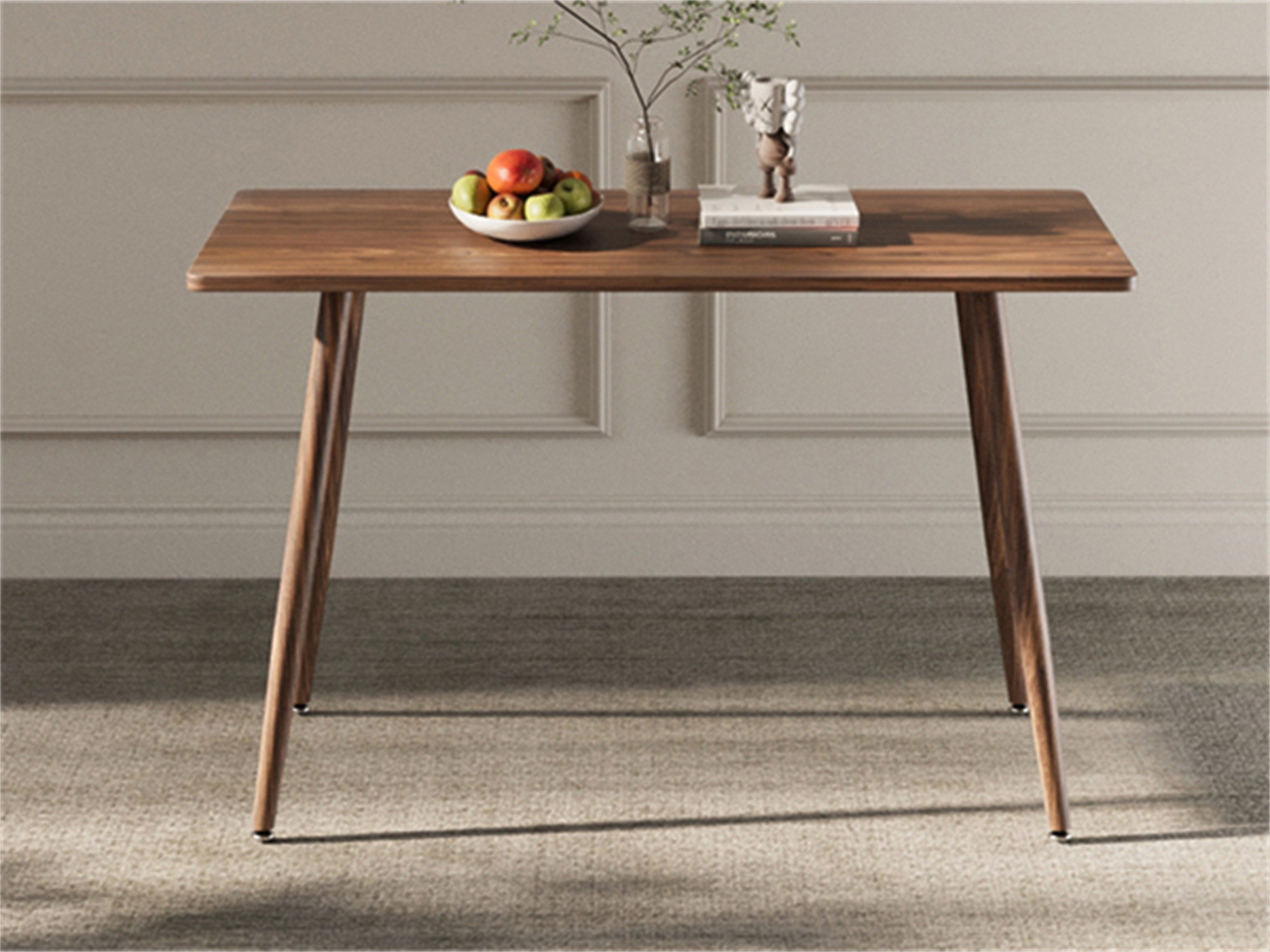 George Oliver Modern Minimalist MDF Desktop, Walnut Colour Metal Legs ...