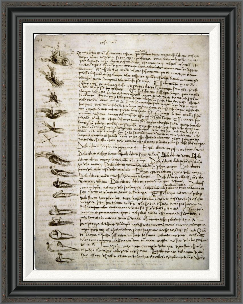 Vault W Artwork Codex Leicester: Water Flow by Leonardo Da Vinci ...