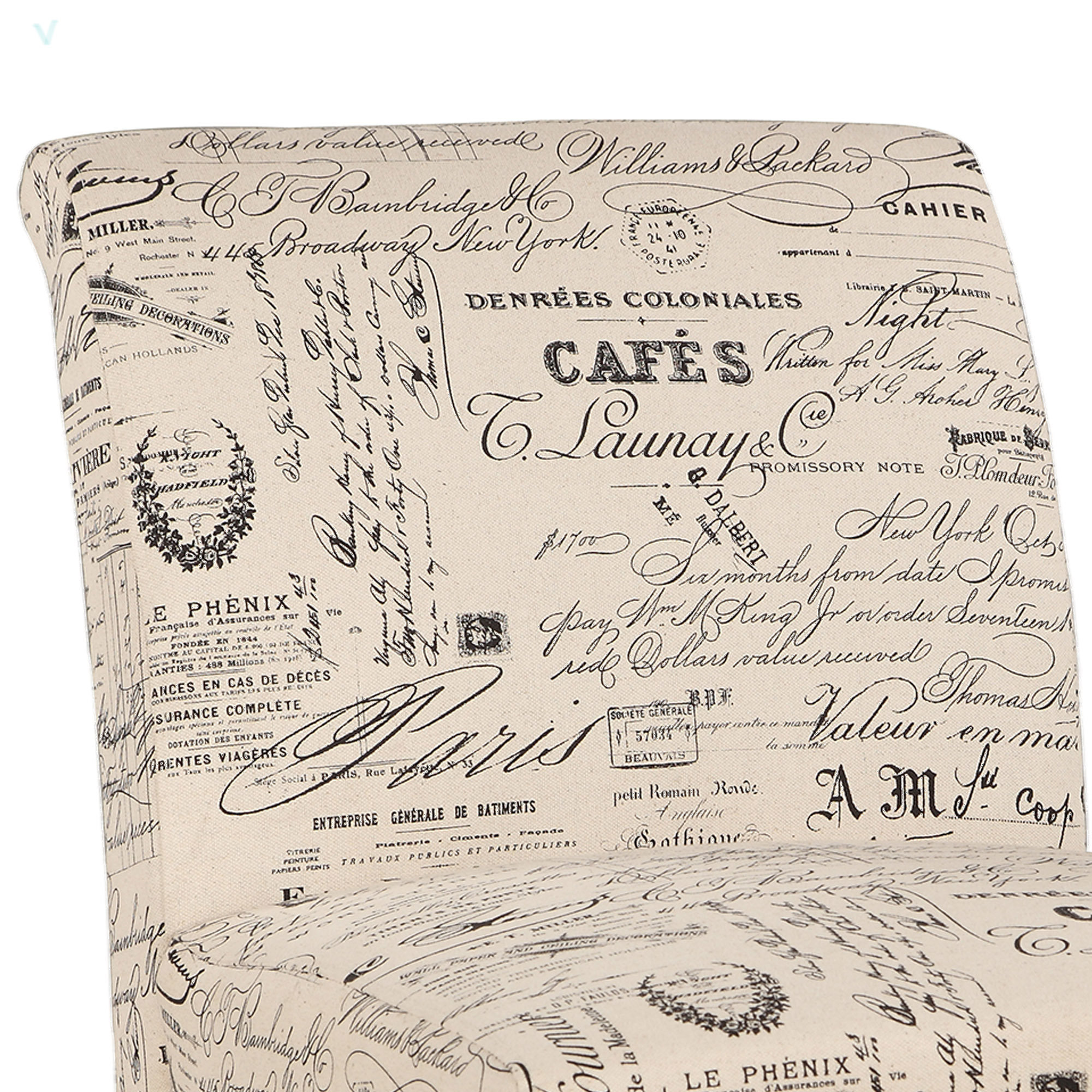 Ophelia & Co. Wooden Slipper Chair With Script Pattern Upholstery | Wayfair