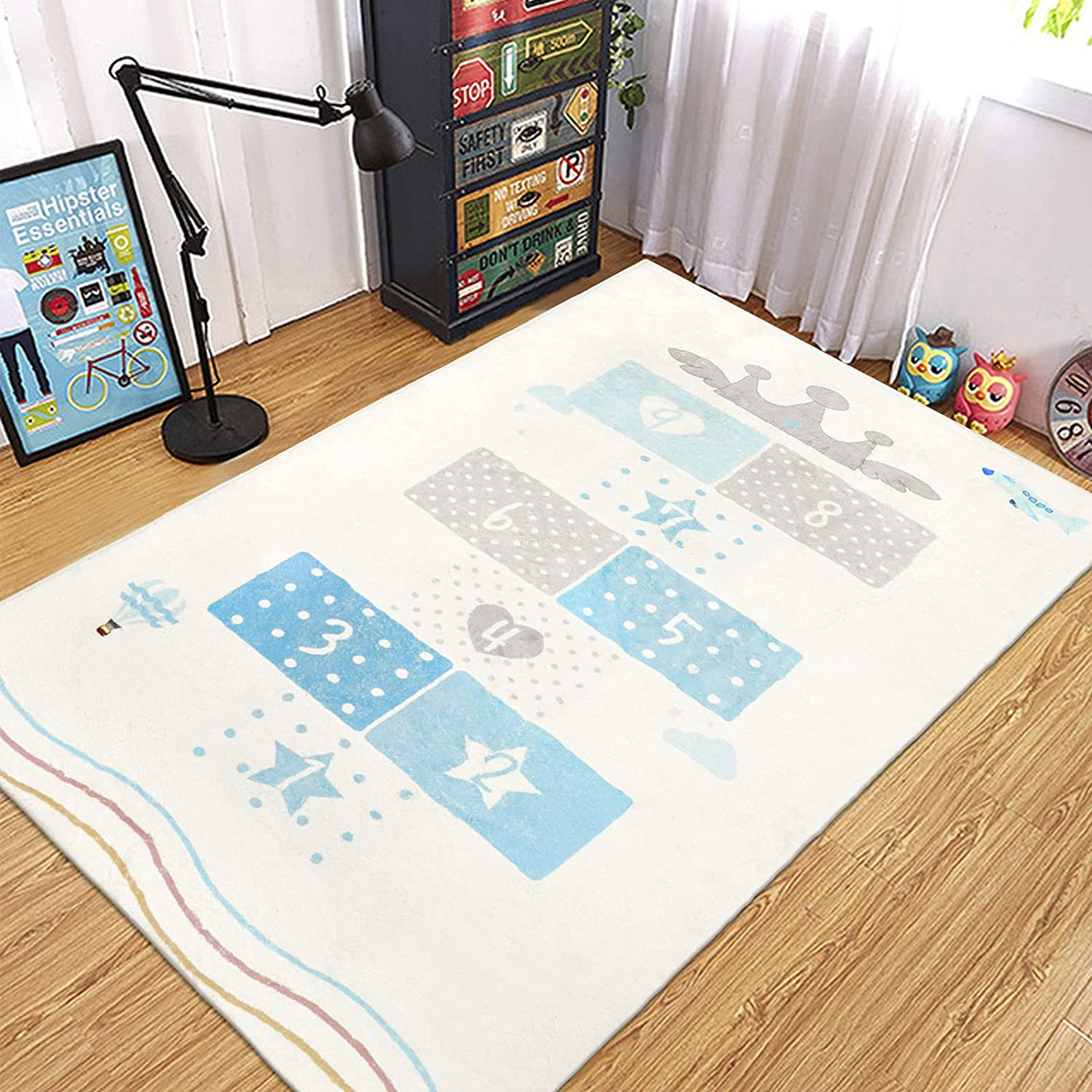 Zoomie Kids Hopscotch Kids Play Rug 28"x63" Extra Soft Hopscotch Rug ...