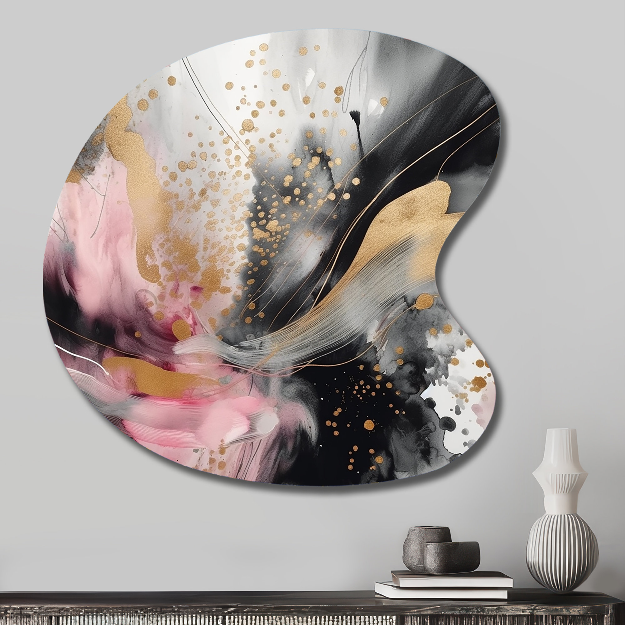 Ivy Bronx Pink Gold Texture Splash Marble III - Abstract Marble Drop ...