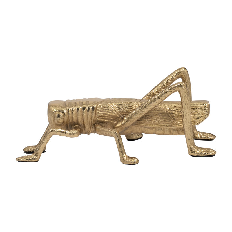 Mercer41 Decor: 9" Metal Grasshopper Figurine in Gold - Aluminum and ...