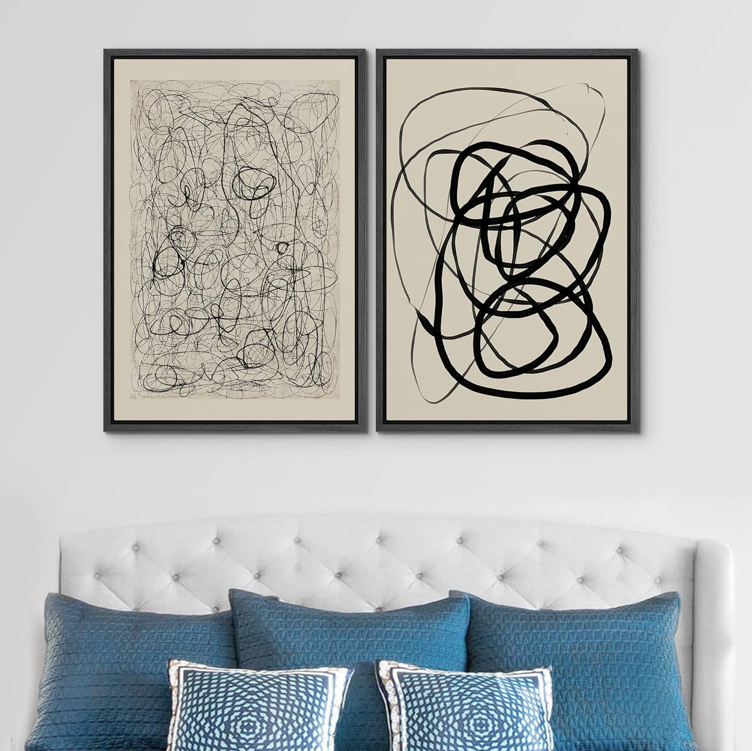 wall26 Mid-Century Impressionist Tan Geometric Duo Collage Abstract ...