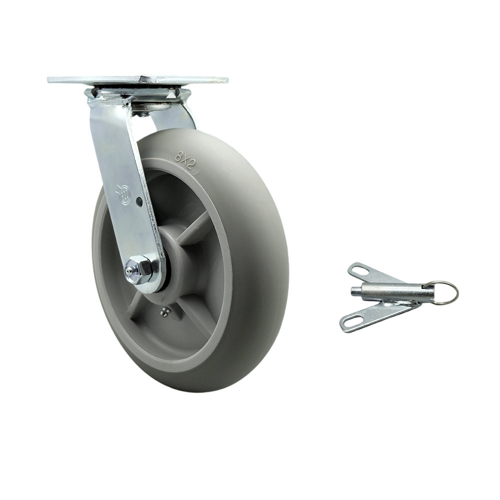 Service Caster 8 Inch Thermoplastic Rubber Swivel Caster with Ball ...