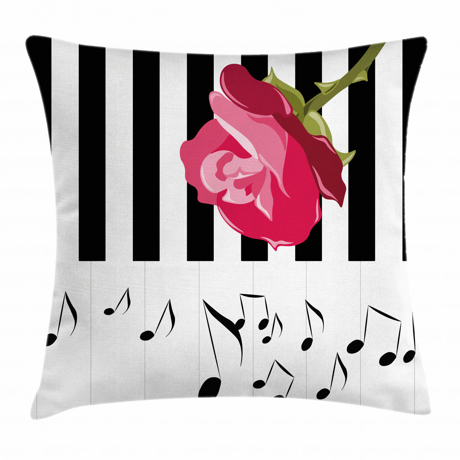 Ambesonne Modern Throw Pillow Cushion Cover, Hand Drawn Red Rose On ...