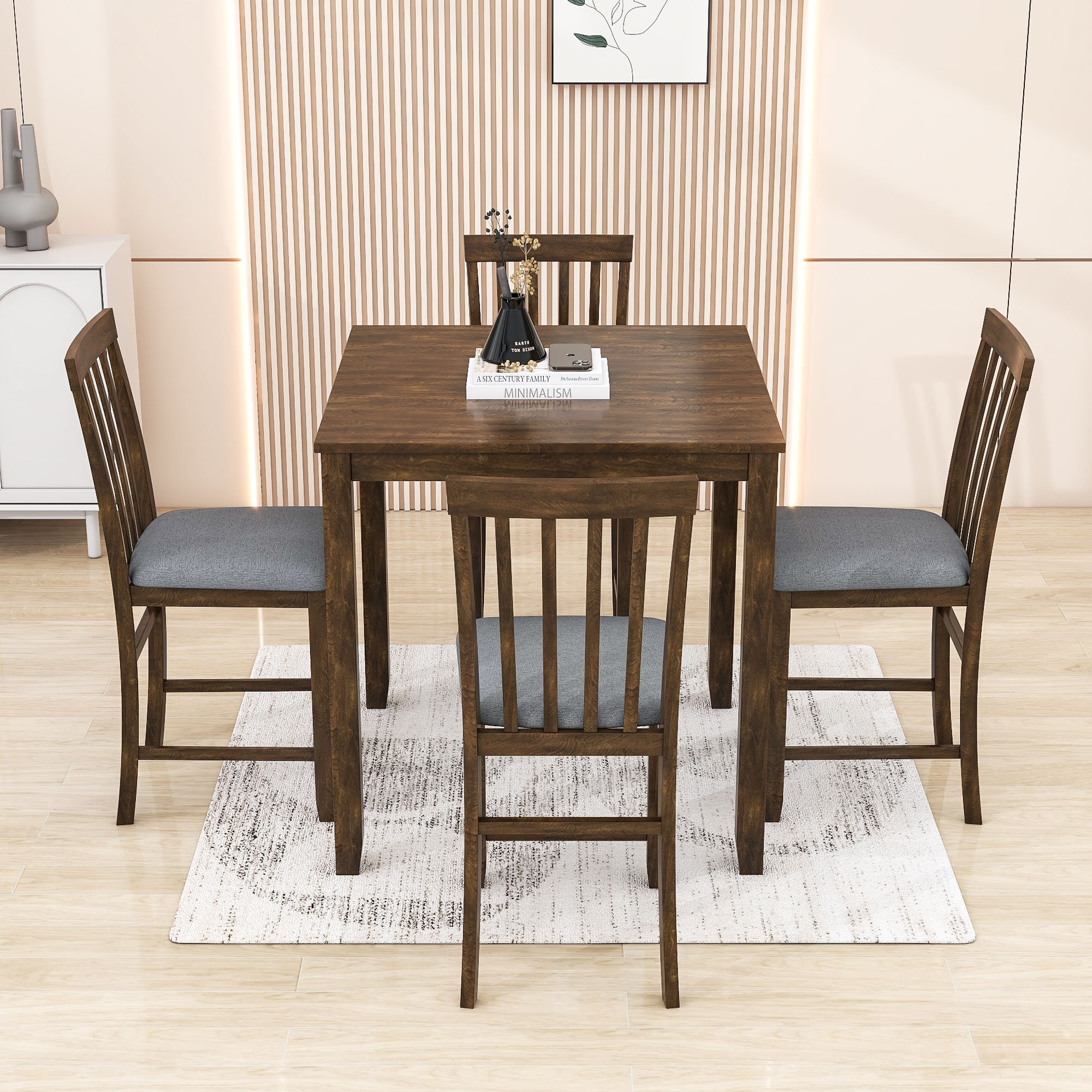 Lark Manor Desern 5 - Piece Dining Set, Counter Height Square Dining ...