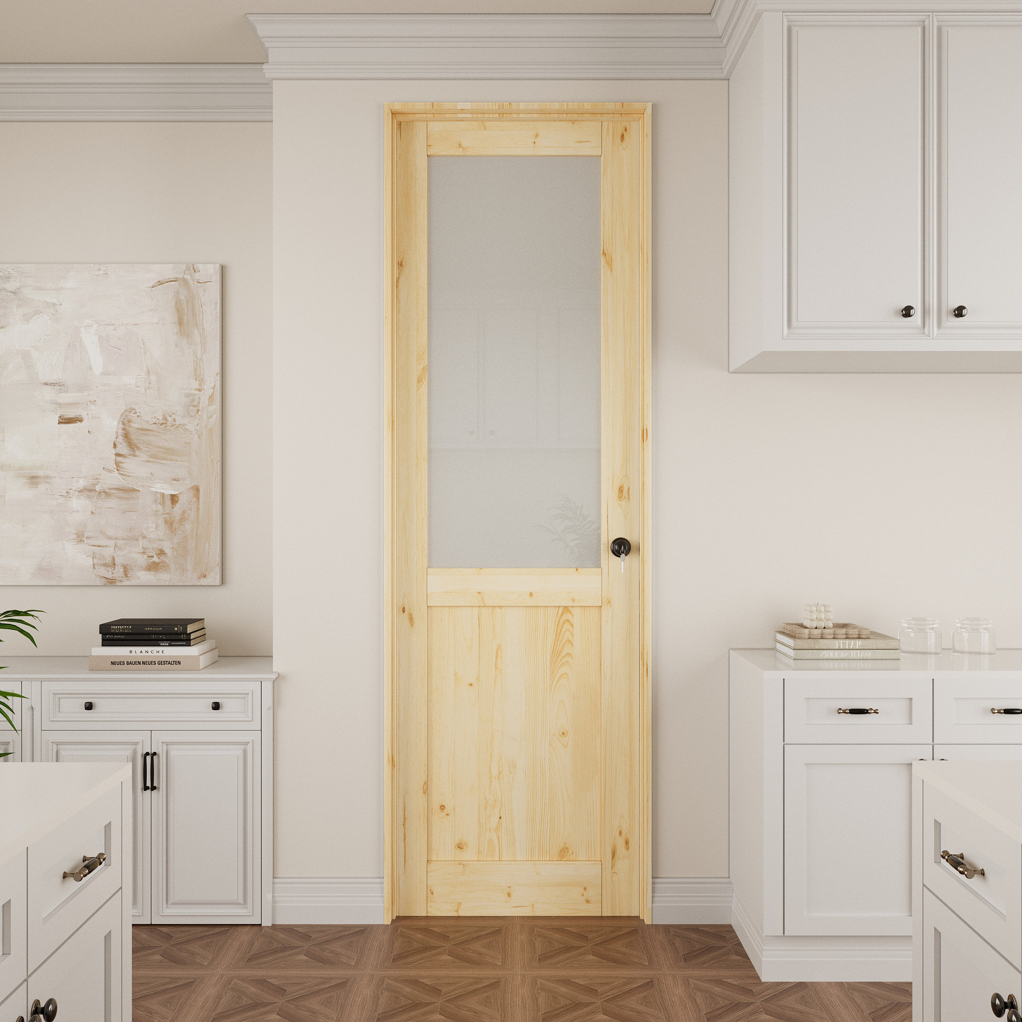Win Stellar Pine Solid Wood Frosted Glass Slab Door Core Panel With ...