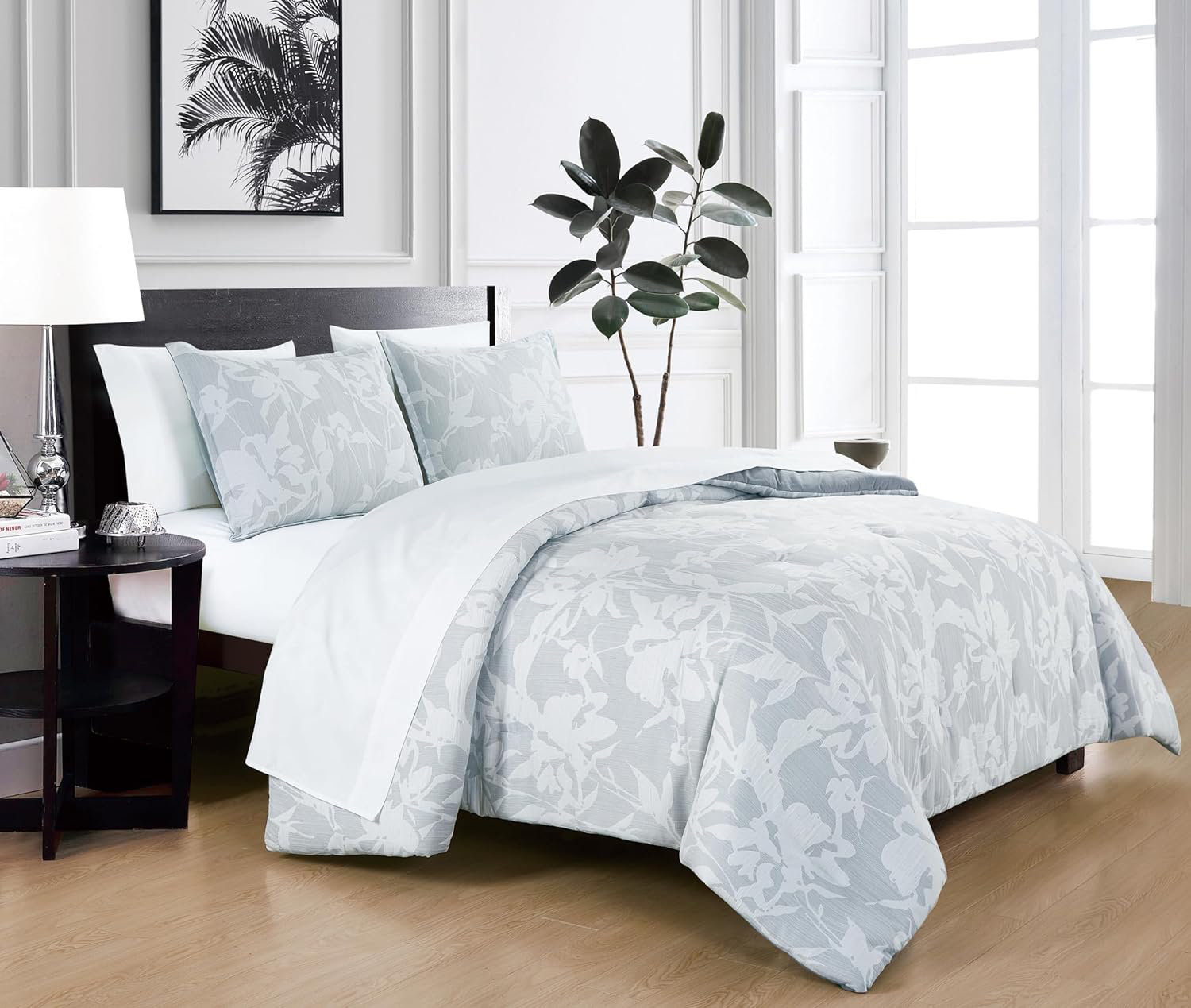 Chezmoi Collection 7-Piece Floral Jacquard Textured Comforter Set with ...