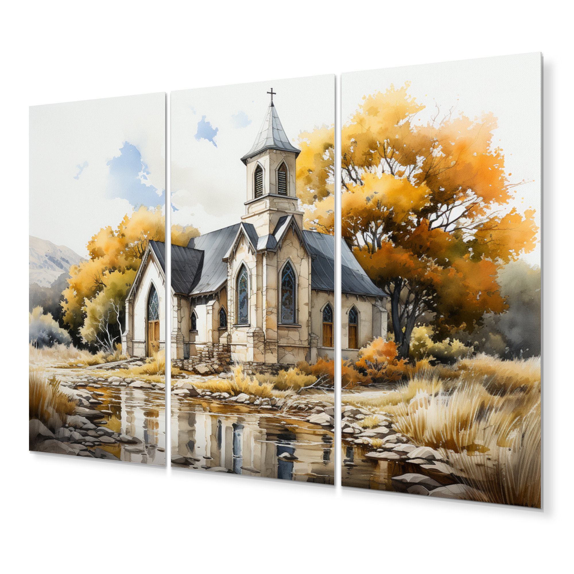 Design Art Lansdcape Church Tranquil Abode III - Spiritual Metal Wall ...