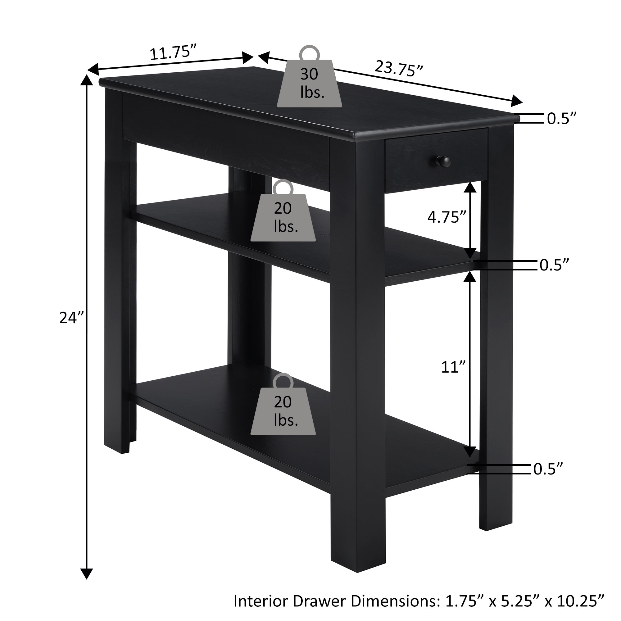 Ebern Designs Slayter 24" Tall 1 Drawer Chairside End Table with ...