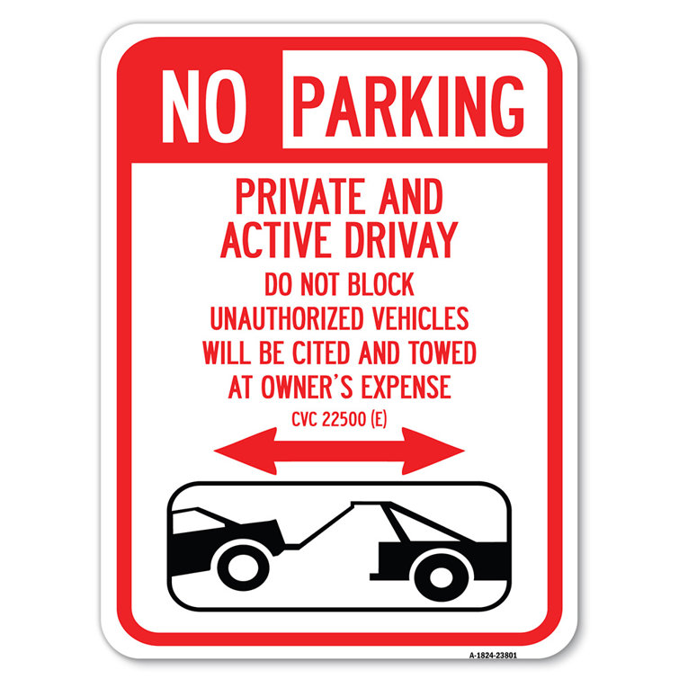 SignMission No Parking - Private And Active Driveway Do Not Block ...