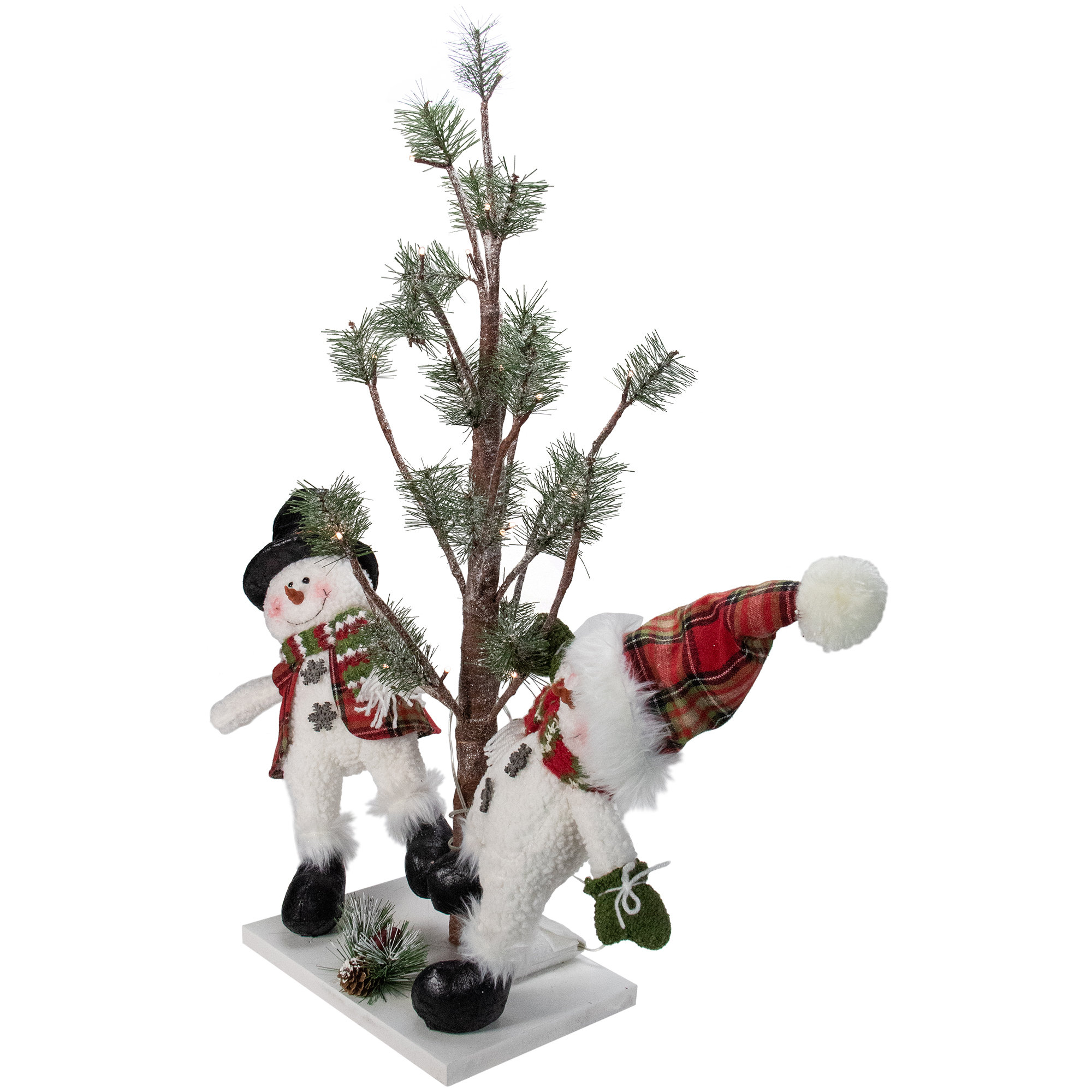 Northlight Seasonal 34" Snowmen Friends with Pre-Lit LED Pine Tree ...