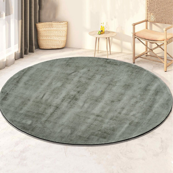 Latitude Run Round Aramais Solid Colour Hand Woven Hand Loomed Forest ...