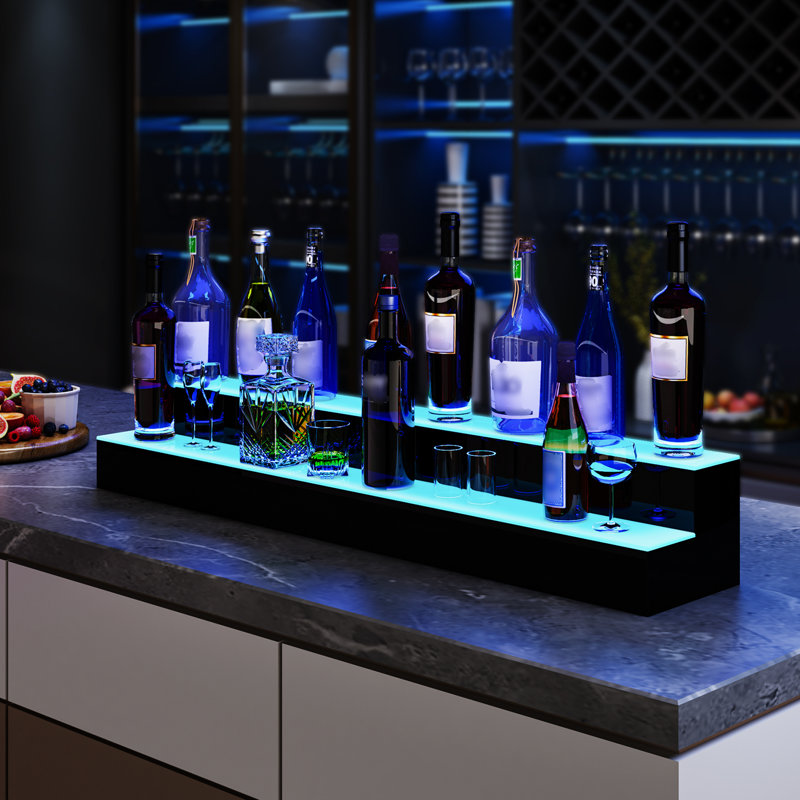 Orren Ellis 2-Step 48-Inch Bar Liquor Alcohol Shelf & Reviews | Wayfair