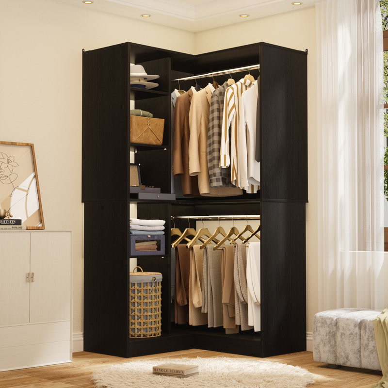 Latitude Run® 36"Corner Closet System With 2 Rods And Hutches & Reviews ...