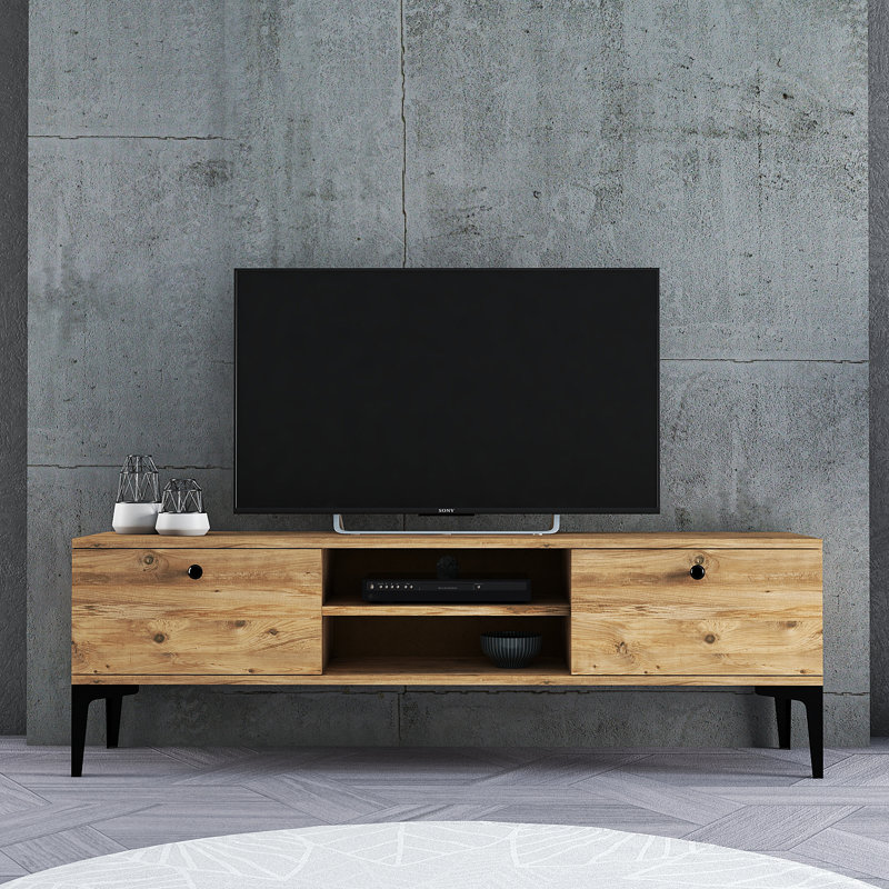 Millwood Pines Bacote Rustic TV Stand for TVs up to 65" Modern Media ...
