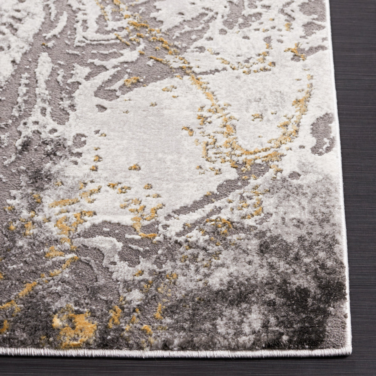 Mercury Row® Prichard Abstract Gray/Gold Area Rug & Reviews | Wayfair