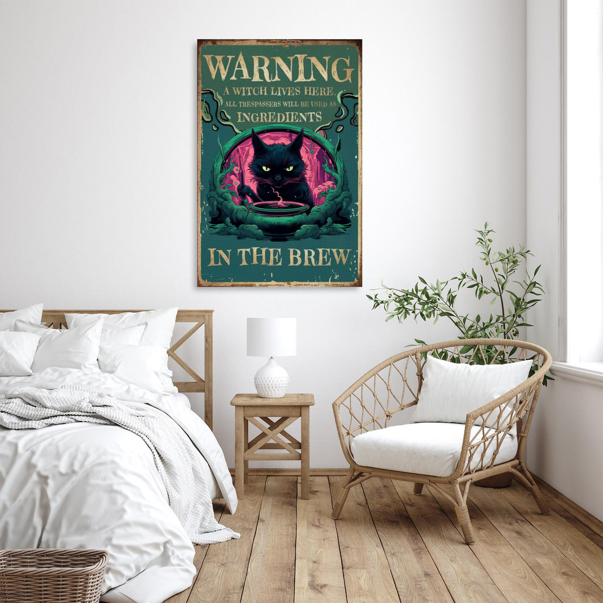 Trinx Loisteen Warning A Witch Lives Here On Canvas Print | Wayfair